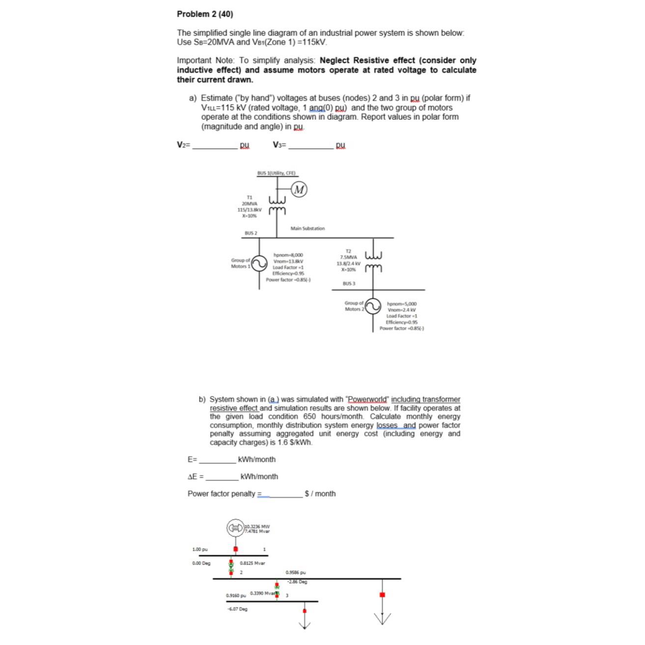 Solved Problem 2 (40)The simplified single line diagram of | Chegg.com