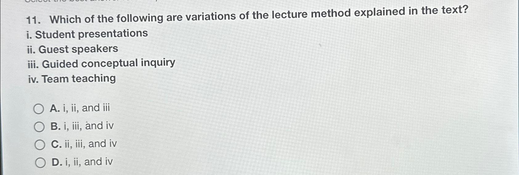 Solved Which of the following are variations of the lecture | Chegg.com