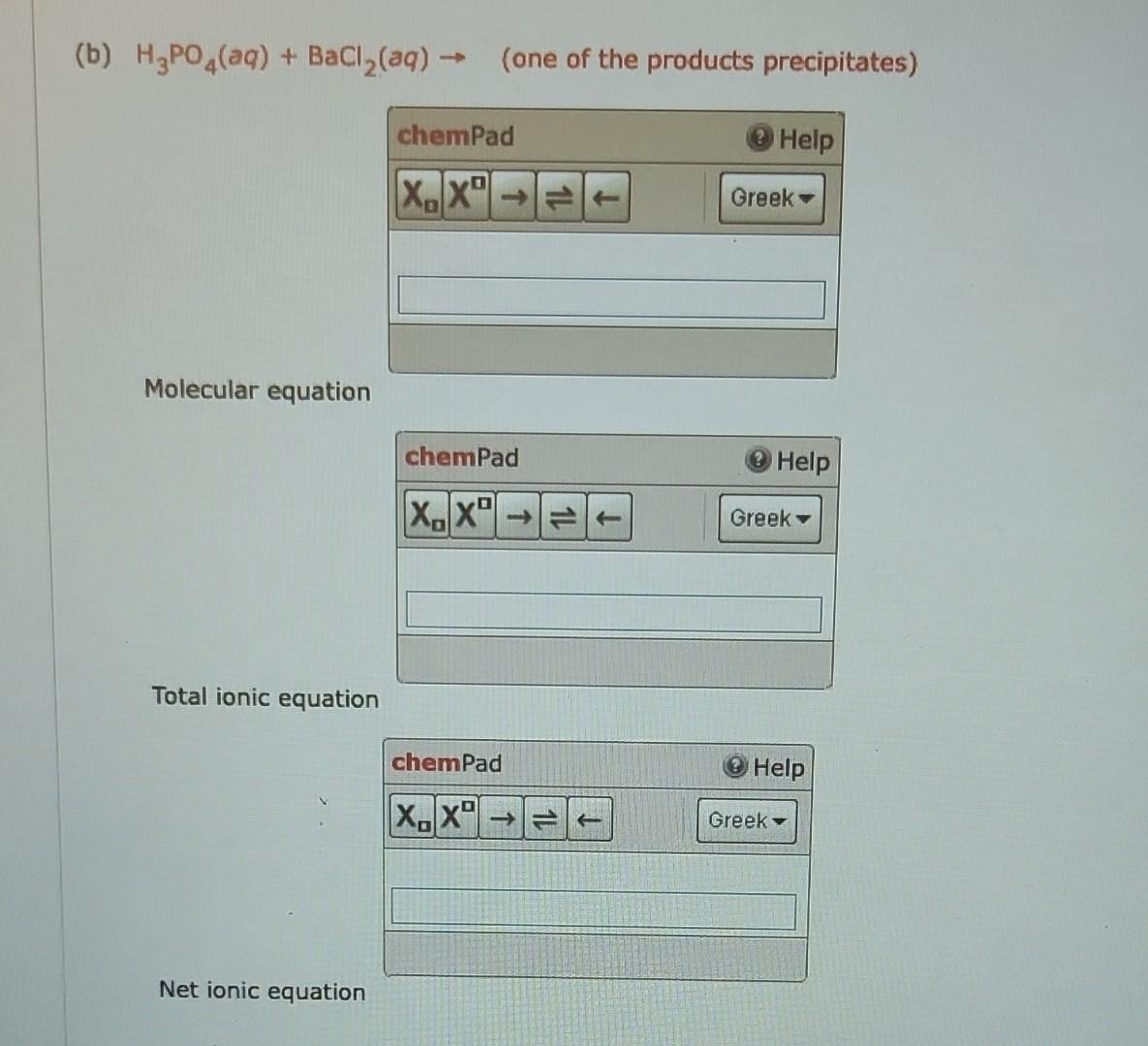 Write the balanced molecular, total ionic, and net | Chegg.com