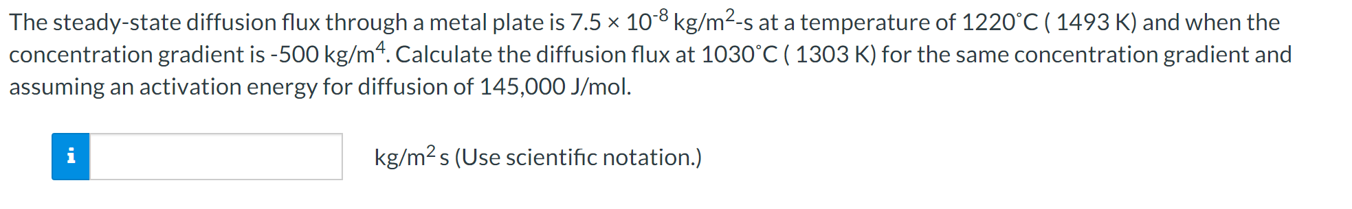 Solved The steady-state diffusion flux through a metal plate | Chegg.com