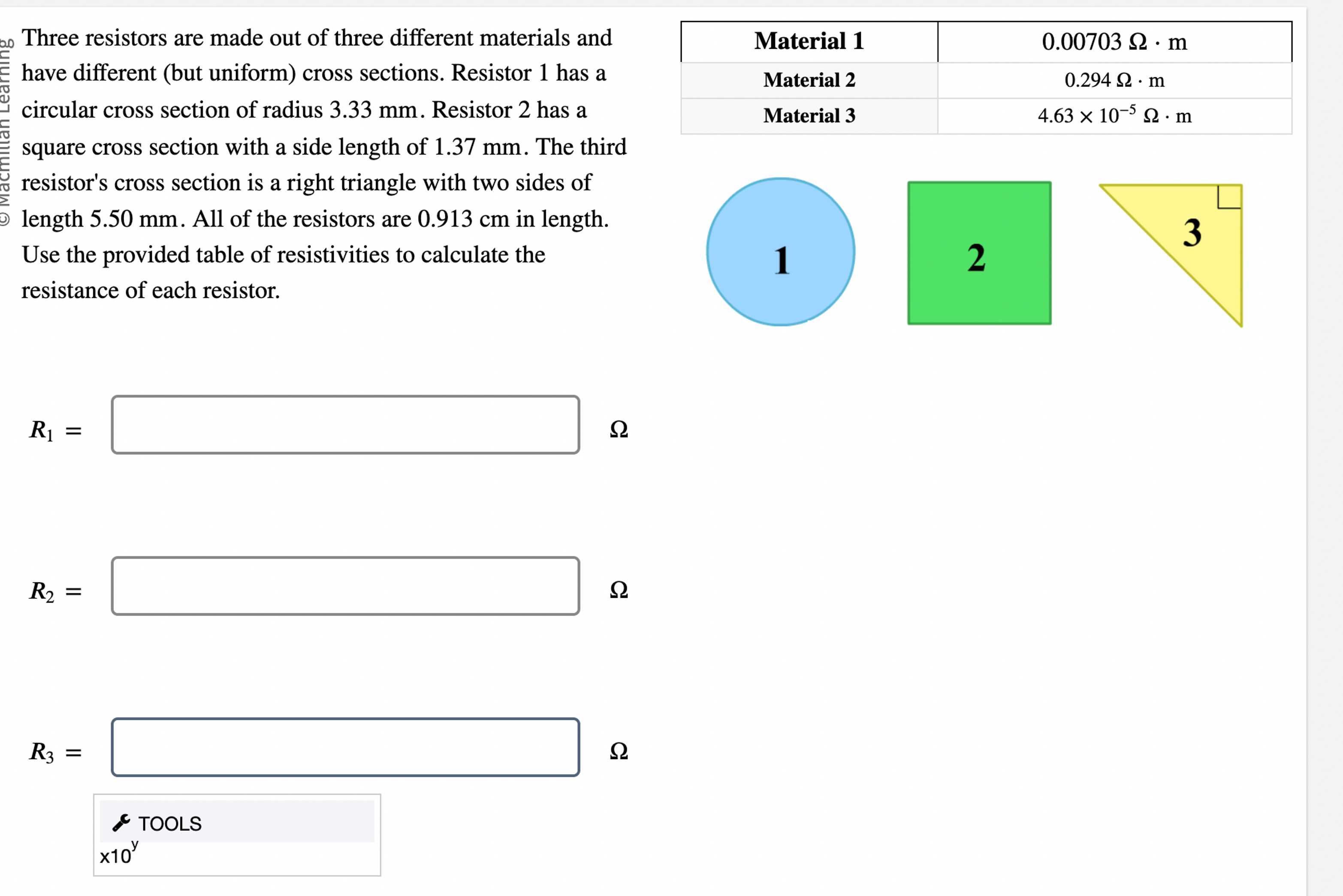 Solved Three resistors are made out of three different | Chegg.com