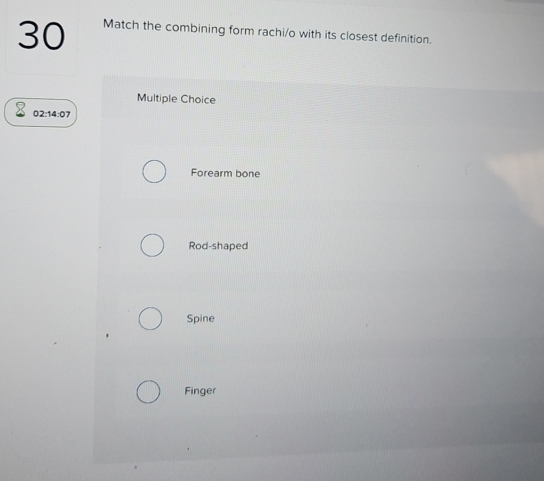 Solved Match the combining form rachi/o with its closest | Chegg.com