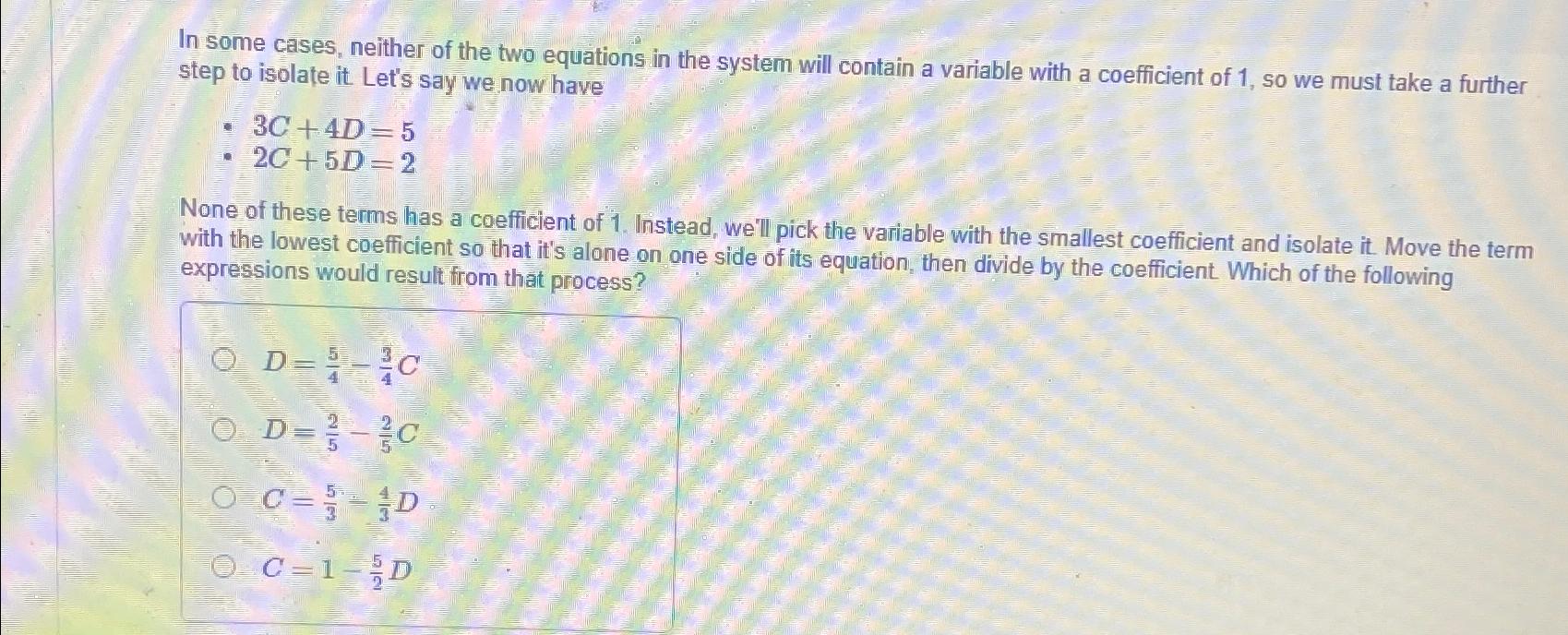 Solved In some cases, neither of the two equations in the | Chegg.com