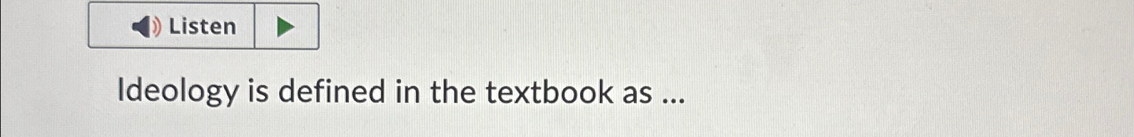 Solved Ideology is defined in the textbook as ... | Chegg.com