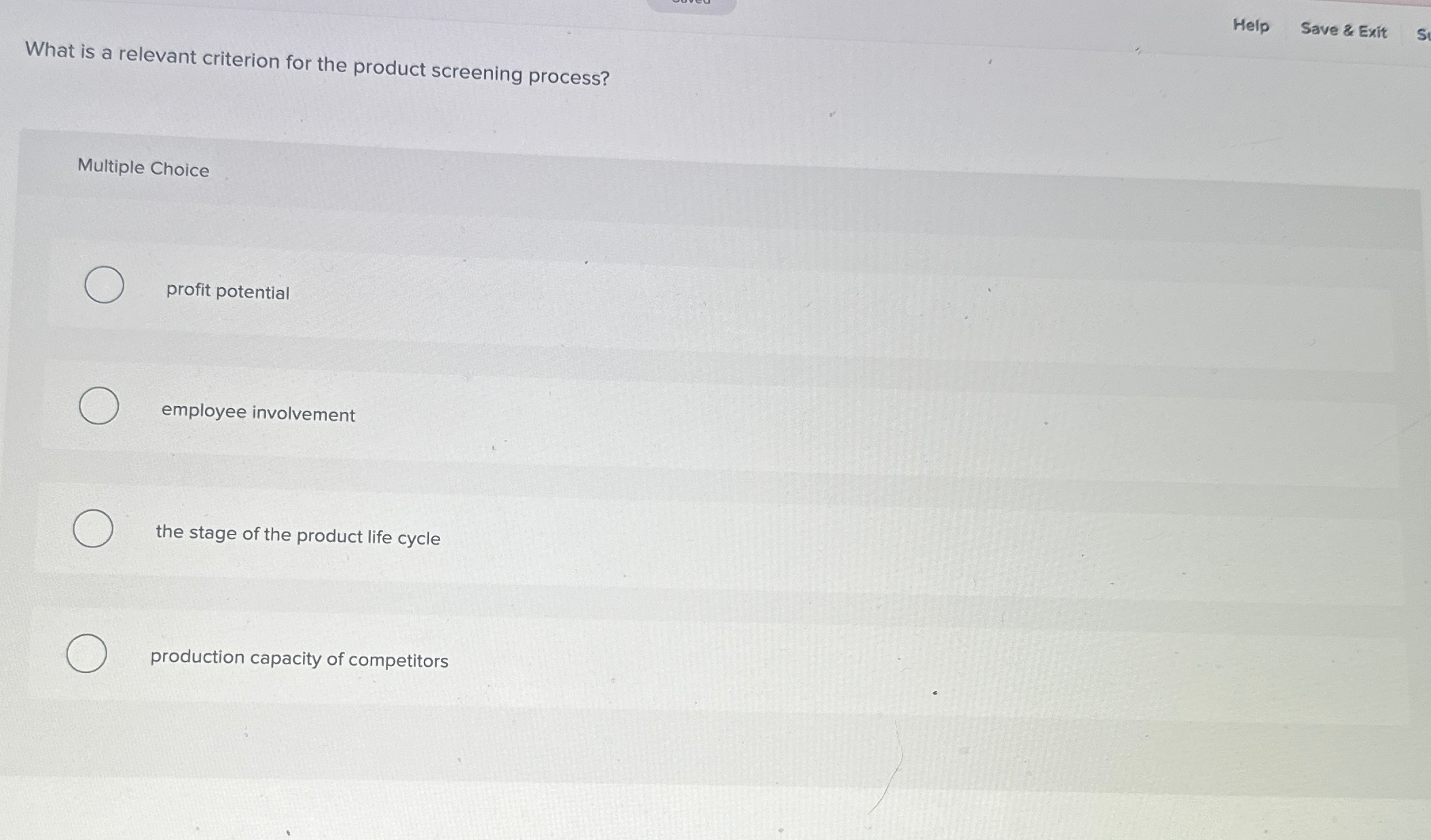Solved HelpSave & ExitWhat is a relevant criterion for the | Chegg.com