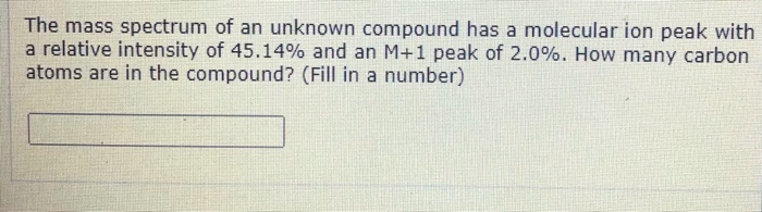 Solved The mass spectrum of an unknown compound has a | Chegg.com
