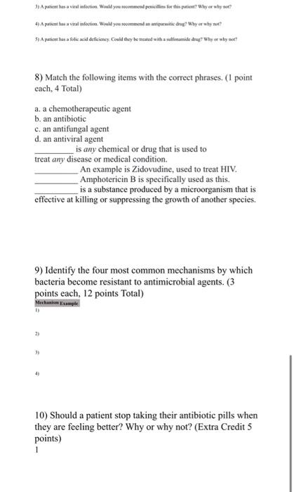 Solved 8) Match the following items with the correct | Chegg.com