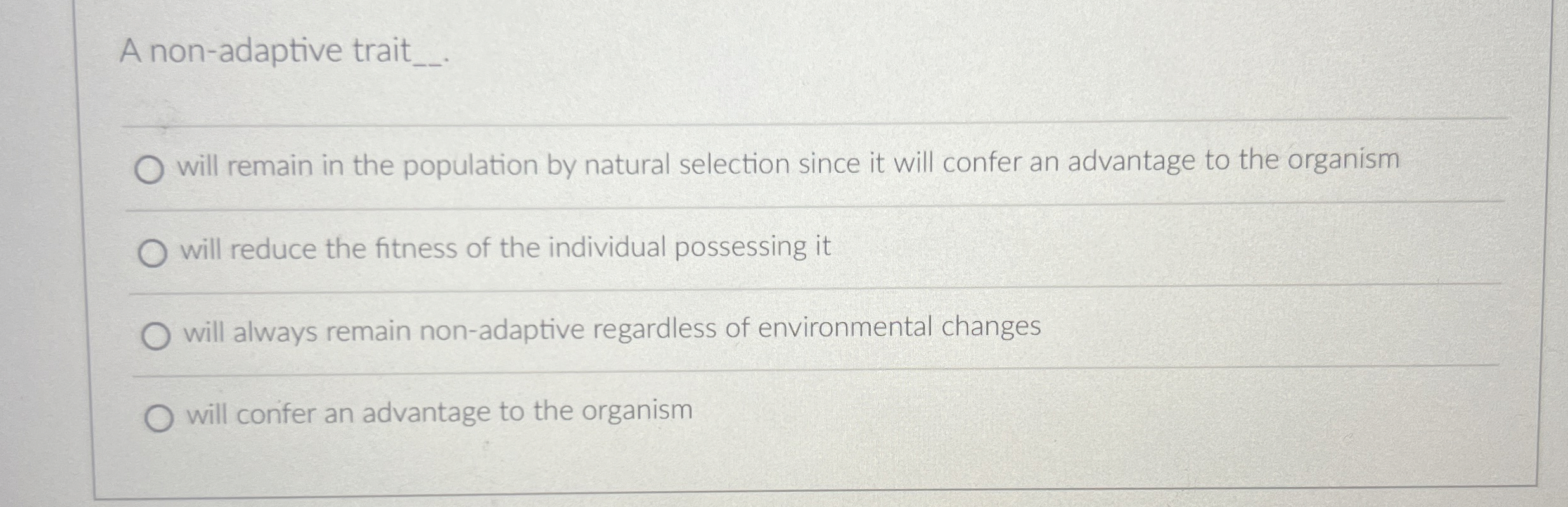 Solved A non-adaptive trait q,will remain in the population | Chegg.com