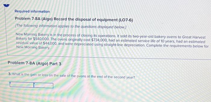Solved Required information Problem 7-8A (Algo) Record the | Chegg.com