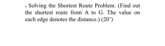 Solved 4. Solving the Shortest Route Problem. (Find out the | Chegg.com