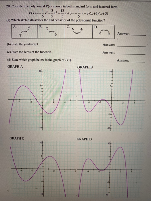 Solved 20. Consider the polynomial P(x), shown in both | Chegg.com