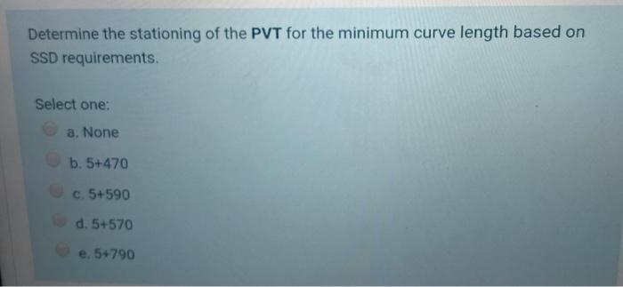 Solved Determine the stationing of the PVT for the minimum | Chegg.com