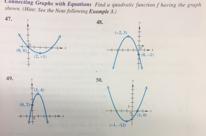 Solved Connecting Graphs With Equations Find A Quadratic
