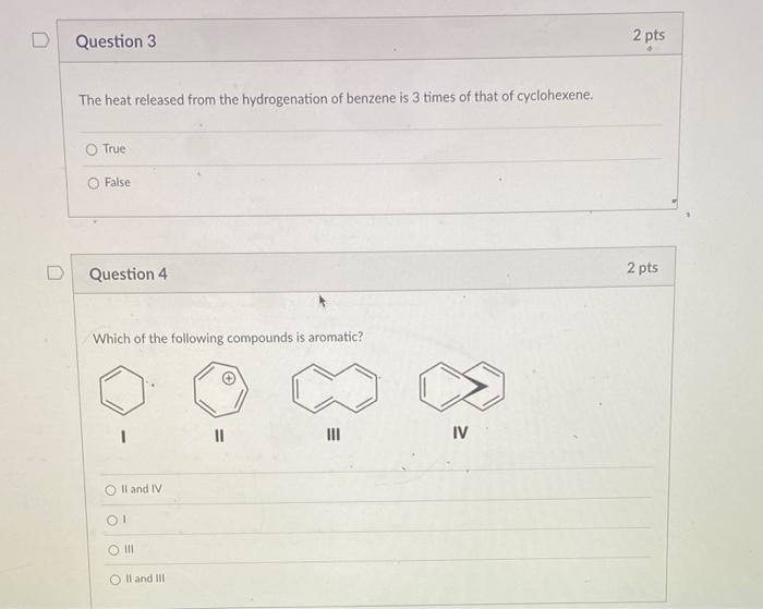 Solved D Question 3 The heat released from the hydrogenation | Chegg.com