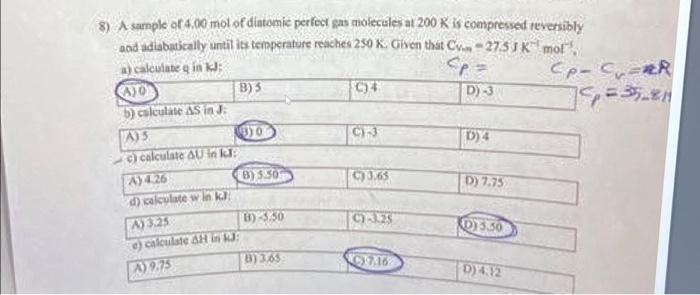 Solved explanation pleaseA sample of 4.00 mol of diatomic | Chegg.com