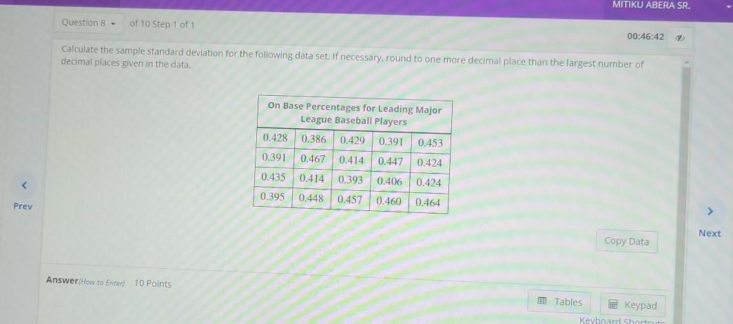 Solved MITIKU ABERA SR. Question 8 - of 10 Step 1 of 1 | Chegg.com