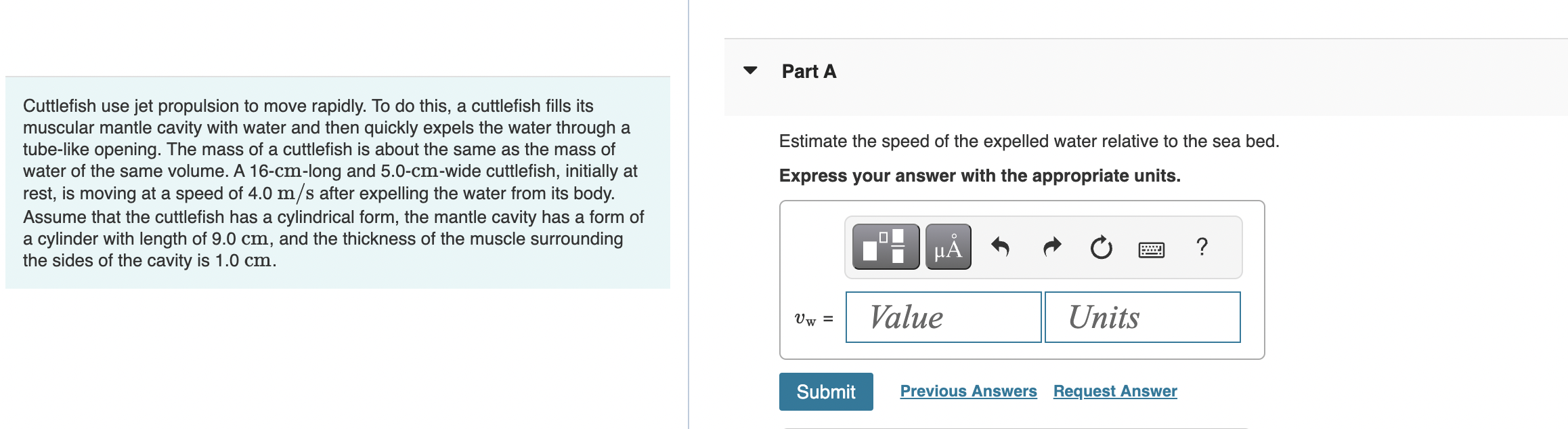 Solved Cuttlefish use jet propulsion to move rapidly. To do | Chegg.com