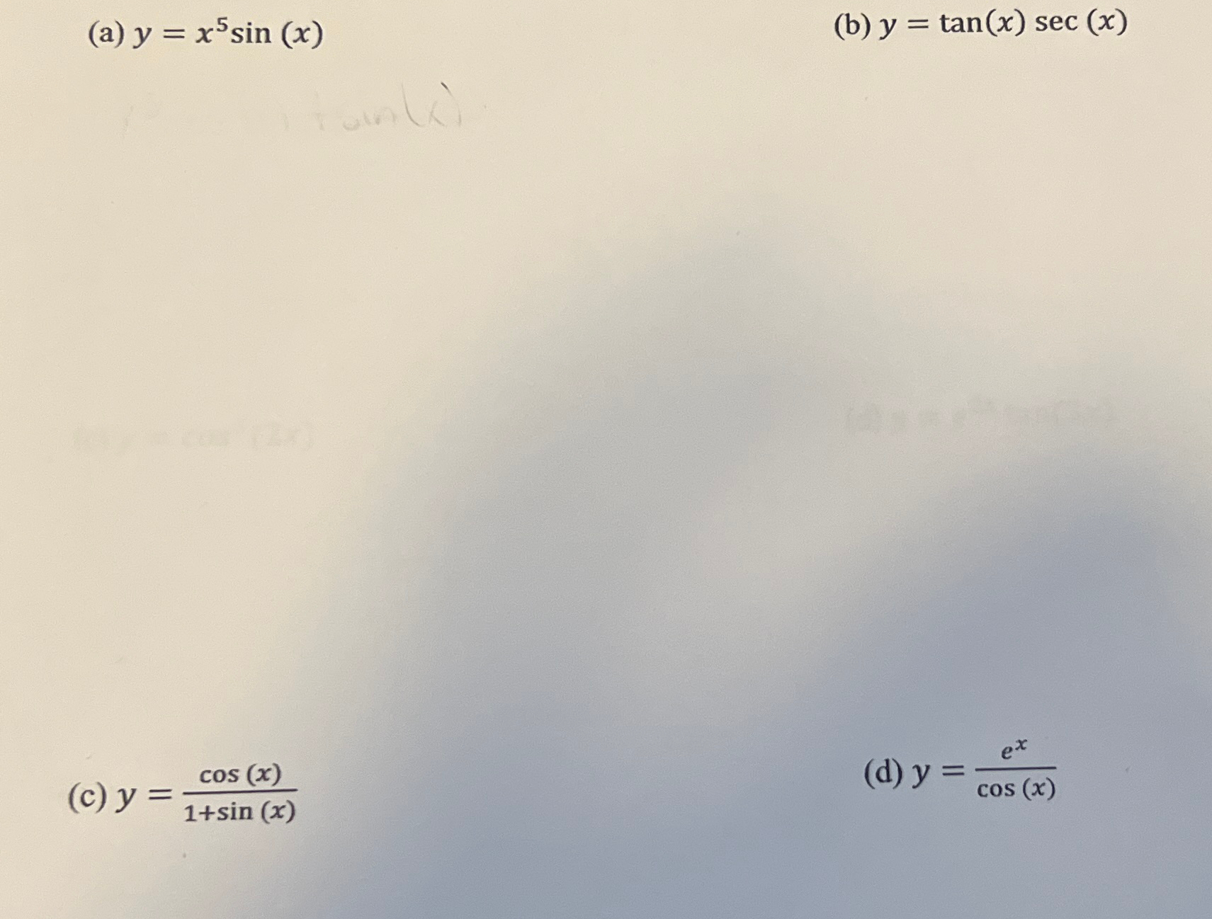Solved Find the derivative of each | Chegg.com