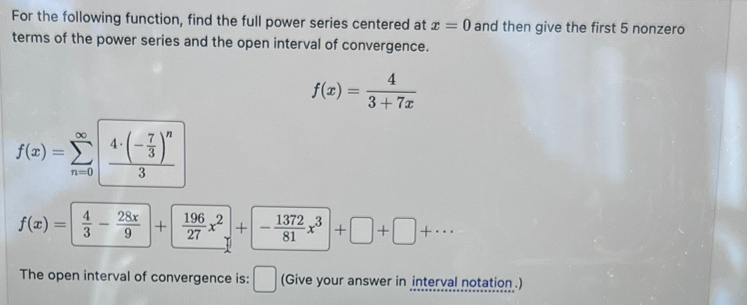 Solved For the following function, find the full power | Chegg.com