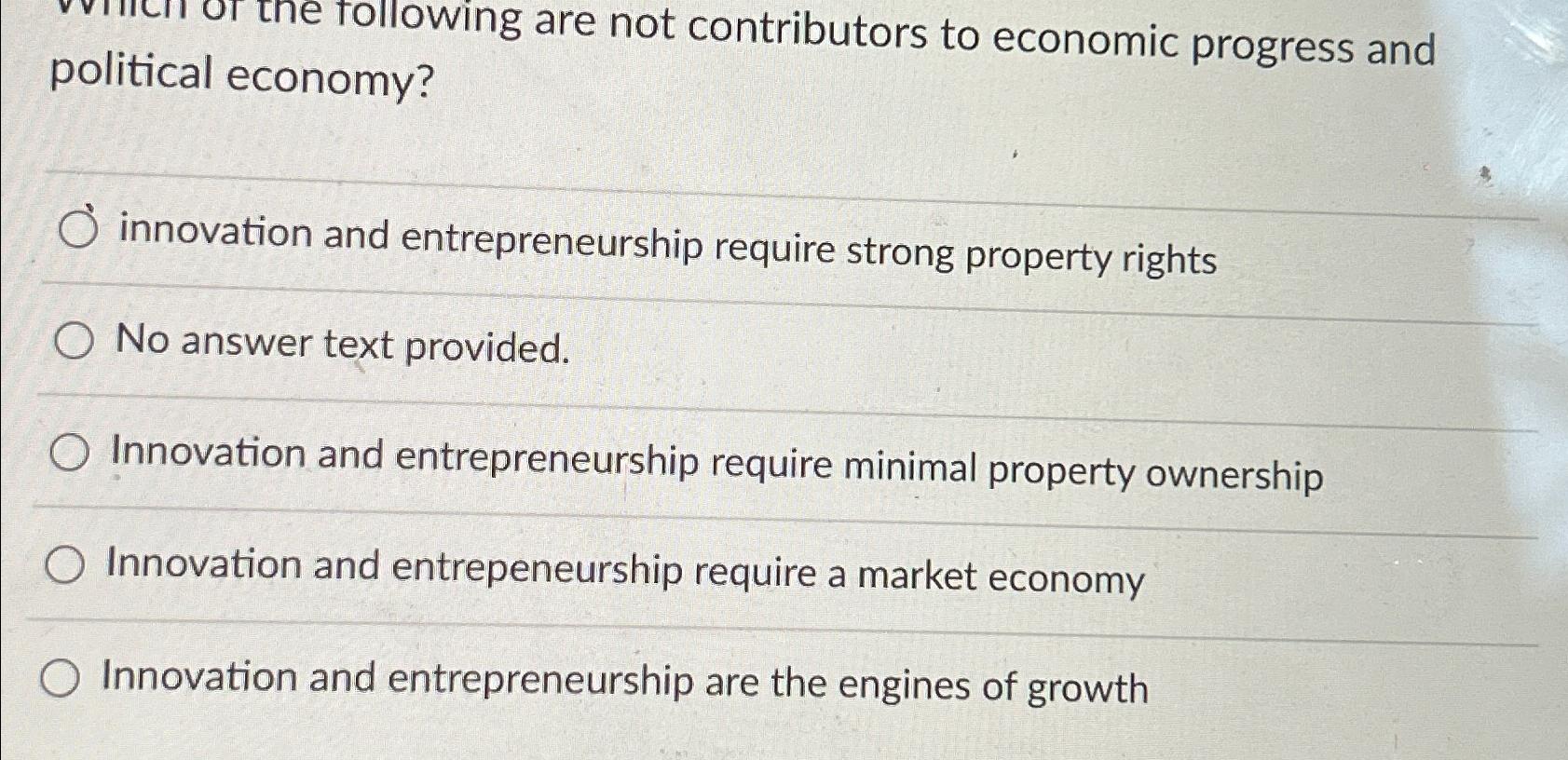 Solved political economy?innovation and entrepreneurship | Chegg.com