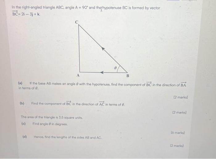 Solved In the right-angled triangle ABC, angle A=90∘ and | Chegg.com
