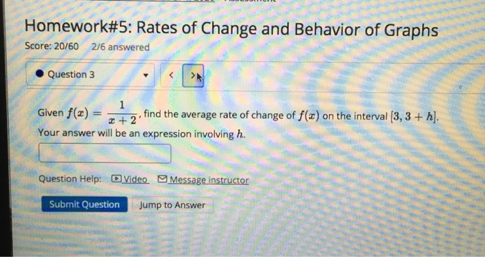 Solved Homework#5: Rates of Change and Behavior of Graphs | Chegg.com