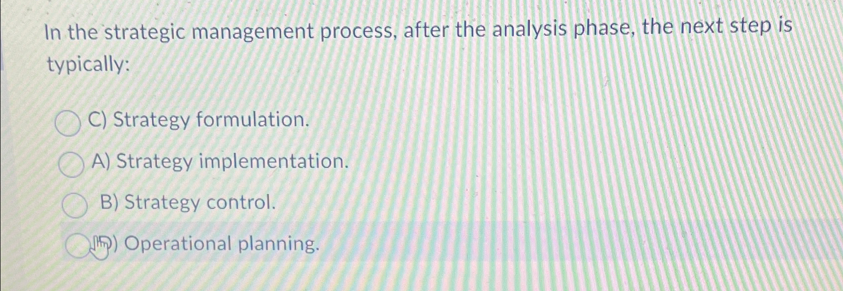 Solved In the strategic management process, after the | Chegg.com