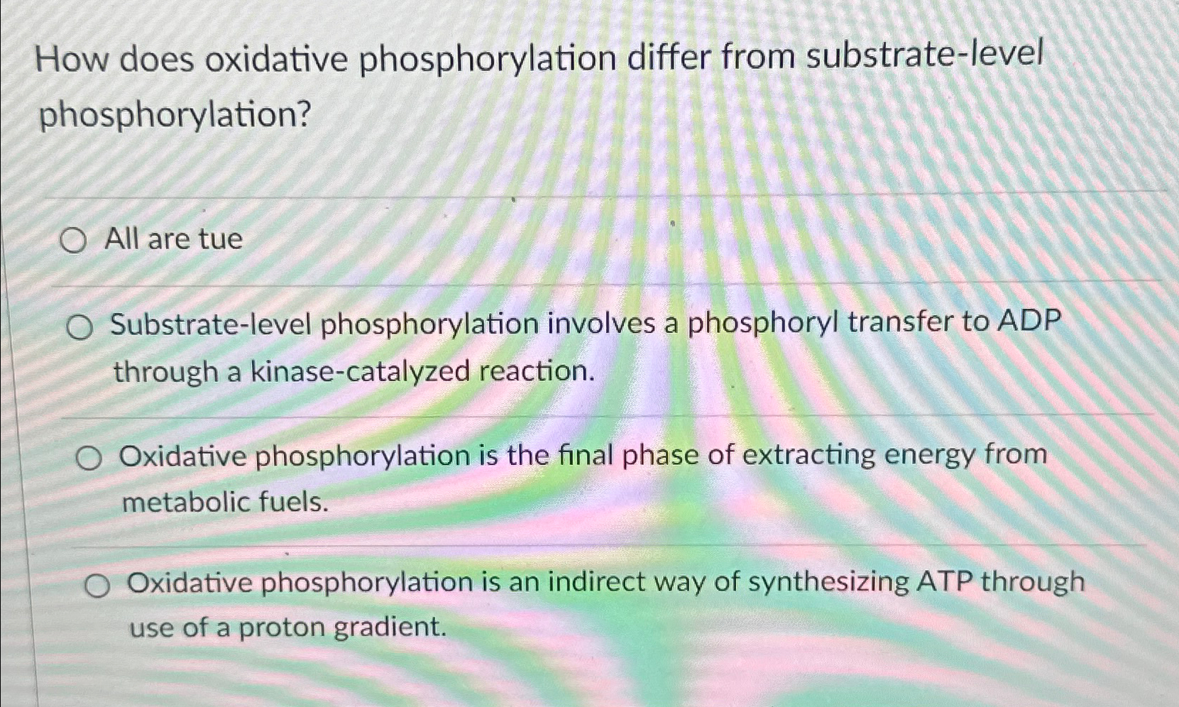 Solved How does oxidative phosphorylation differ from | Chegg.com