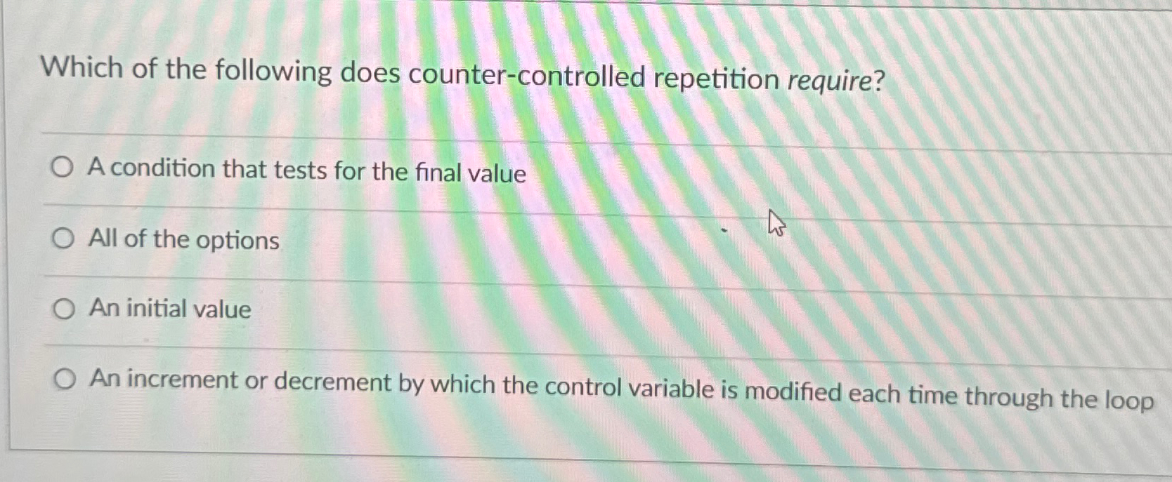 Solved Which of the following does counter-controlled | Chegg.com