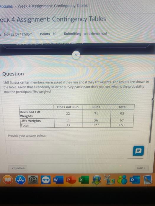 Solved Modules Week 4 Assignment Contingency Tables eek 4 | Chegg.com