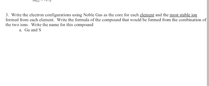 Solved 3. Write the electron configurations using Noble Gas | Chegg.com