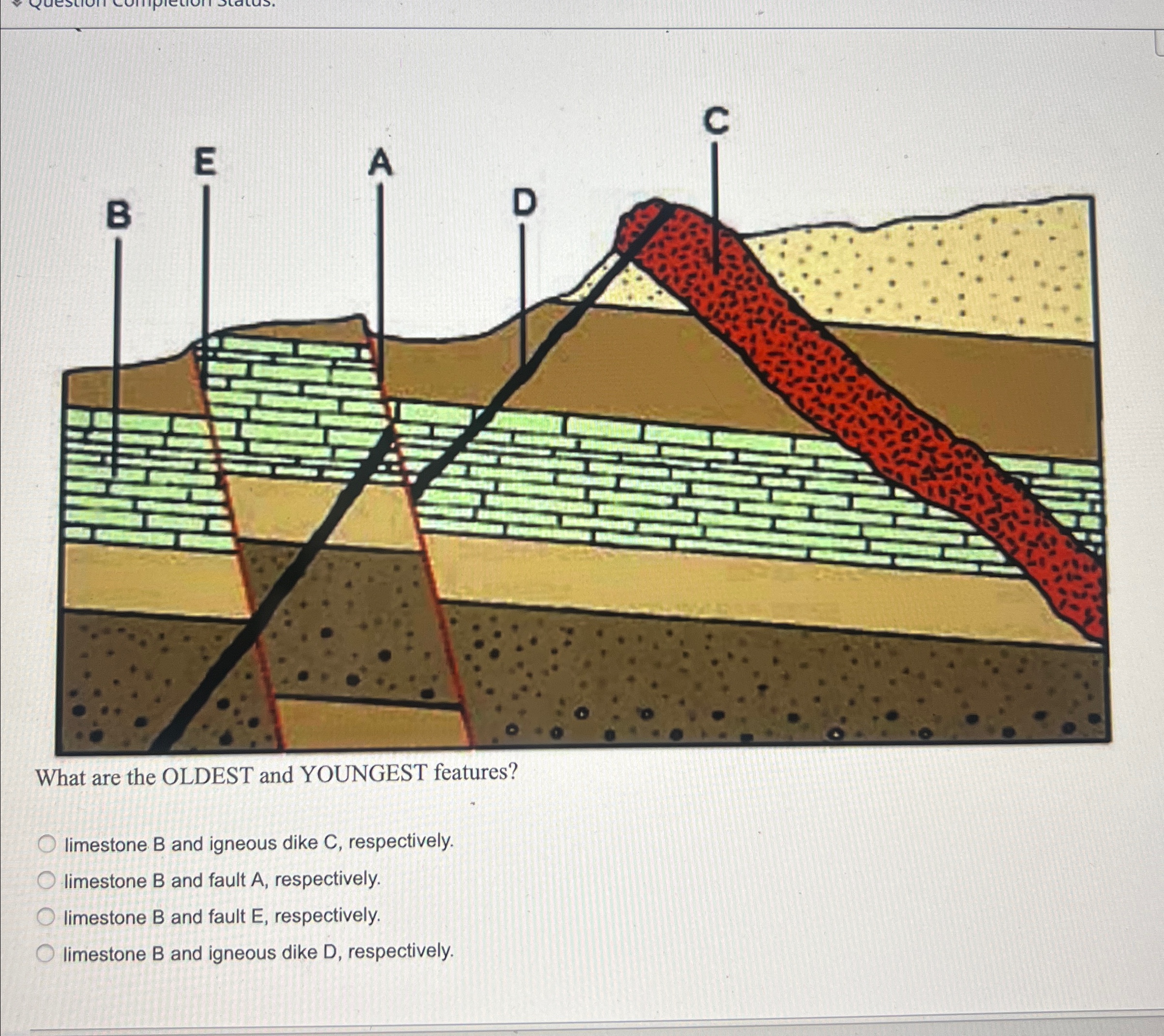Solved What are the OLDEST and YOUNGEST features?limestone B | Chegg.com