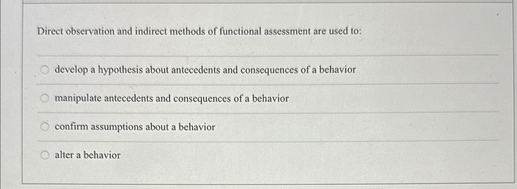 Solved Direct observation and indirect methods of functional | Chegg.com
