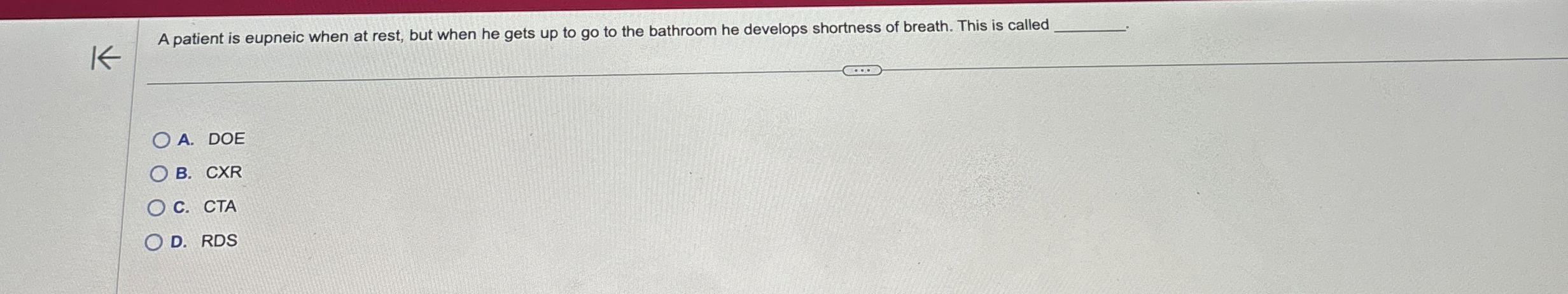 Solved A patient is eupneic when at rest, but when he gets | Chegg.com