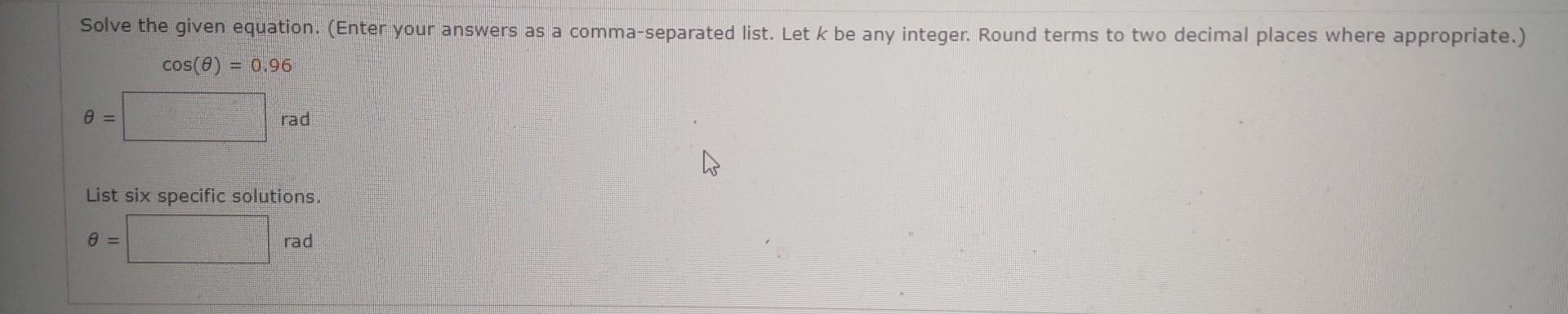 Solved Solve the given equation. (Enter your answers as a | Chegg.com