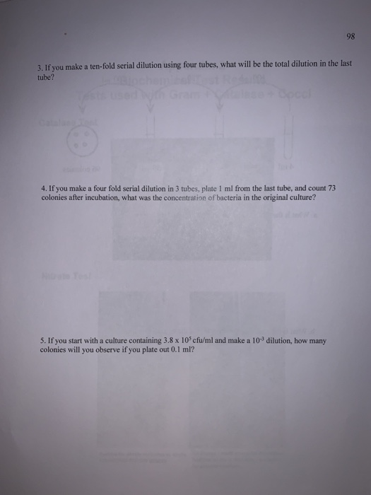 Solved 98 3. If you make a ten-fold serial dilution using | Chegg.com