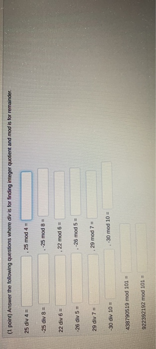 Solved (1 point) Answer the following questions where div is | Chegg.com