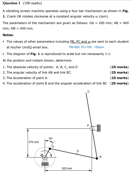 Solved Question 1 (100 ﻿marks)A vibrating screen machine | Chegg.com