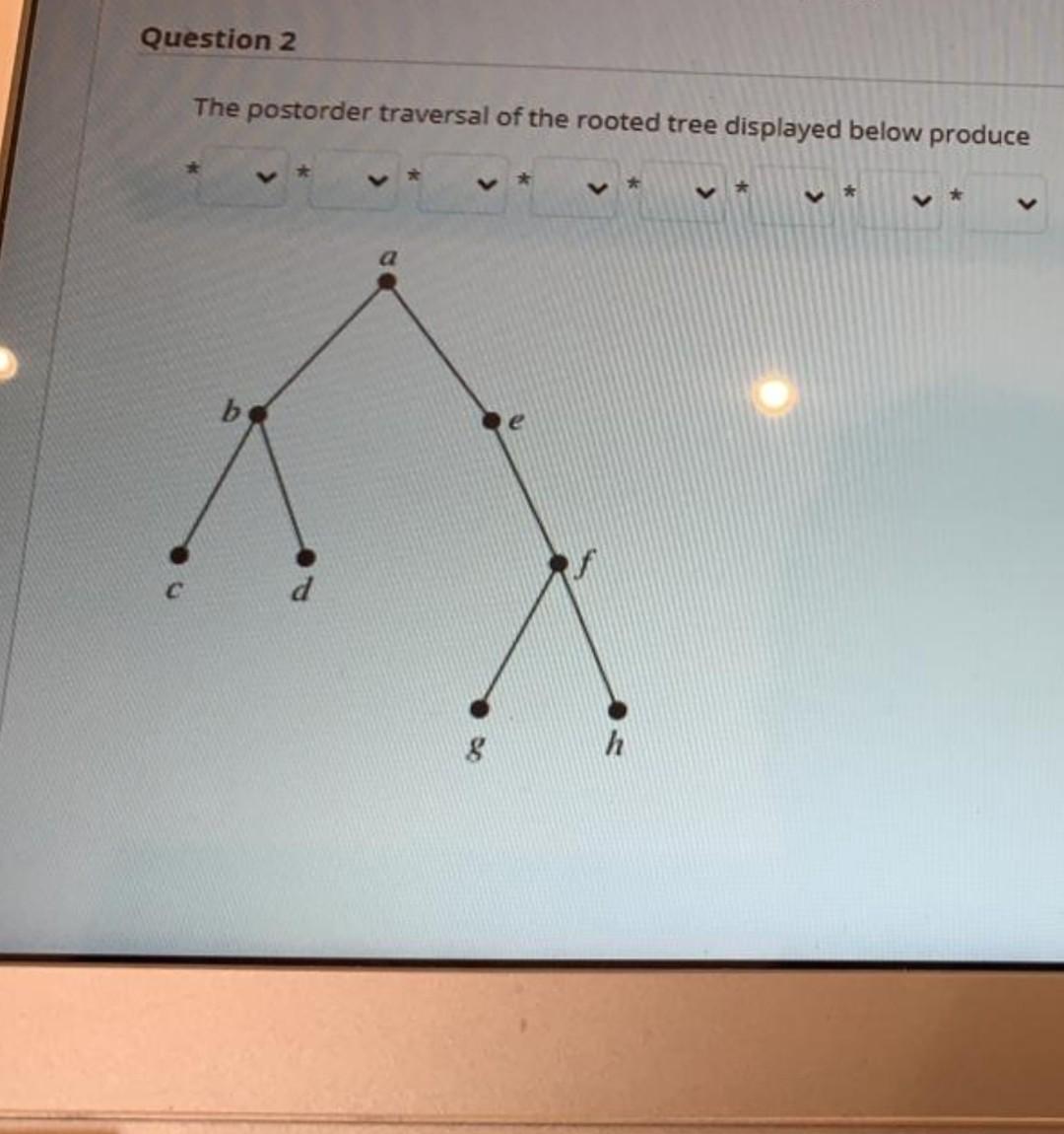 Solved Question 2 The postorder traversal of the rooted tree | Chegg.com
