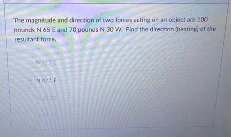 Solved The magnitude and direction of two forces acting on | Chegg.com
