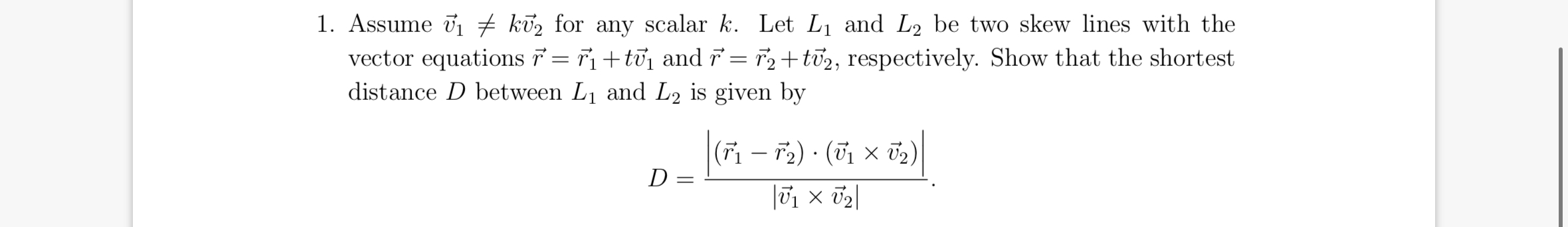 Solved Assume vec(v)1≠kvec(v)2 ﻿for any scalar k. ﻿Let L1 | Chegg.com