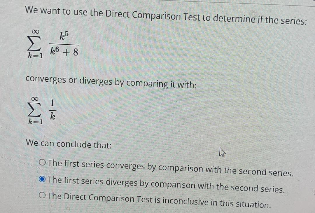 Solved We want to use the Direct Comparison Test to | Chegg.com