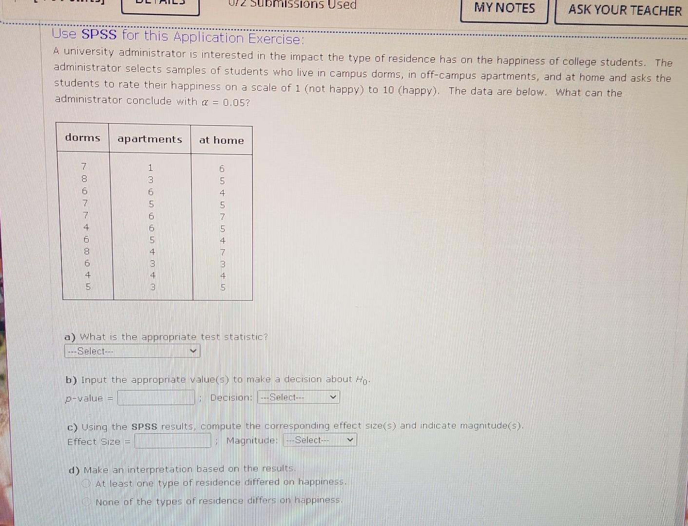 Solved Use SPSS for this Application Exercise: A university | Chegg.com