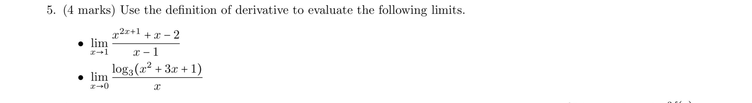 Solved (4 ﻿marks) ﻿Use the definition of derivative to | Chegg.com