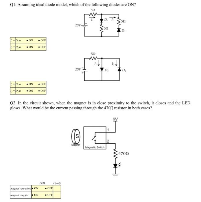 Solved Q1. Assuming ideal diode model, which of the | Chegg.com