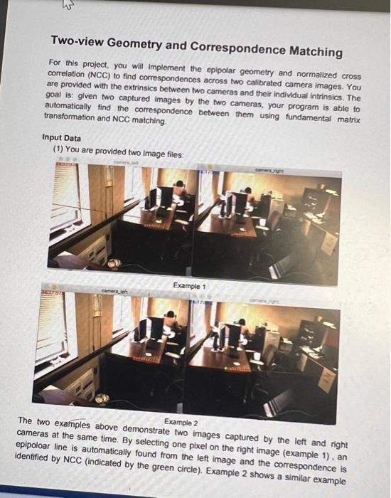 Two-view Geometry and Correspondence Matching For | Chegg.com