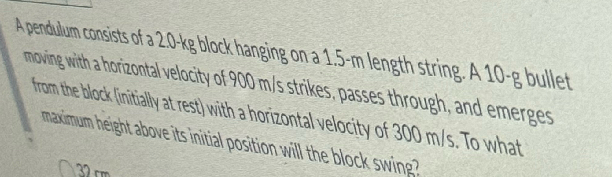 Solved Apendulum consists of a 2.0-kg ﻿block hanging on a | Chegg.com