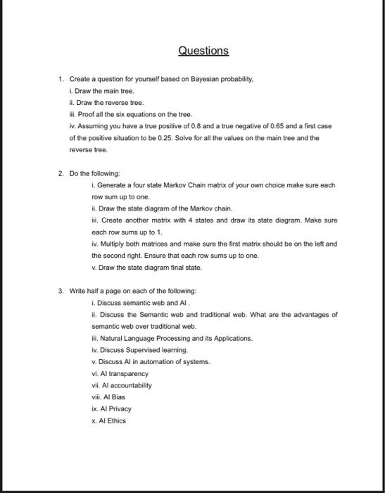 Solved 1. Create a question for yourself based on Bayesian | Chegg.com