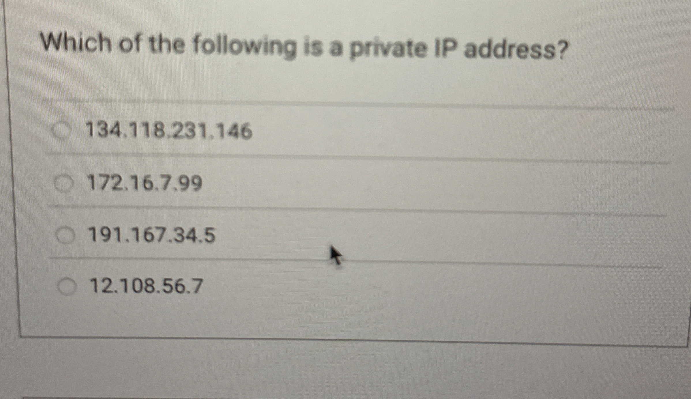 Solved Which of the following is a private IP | Chegg.com
