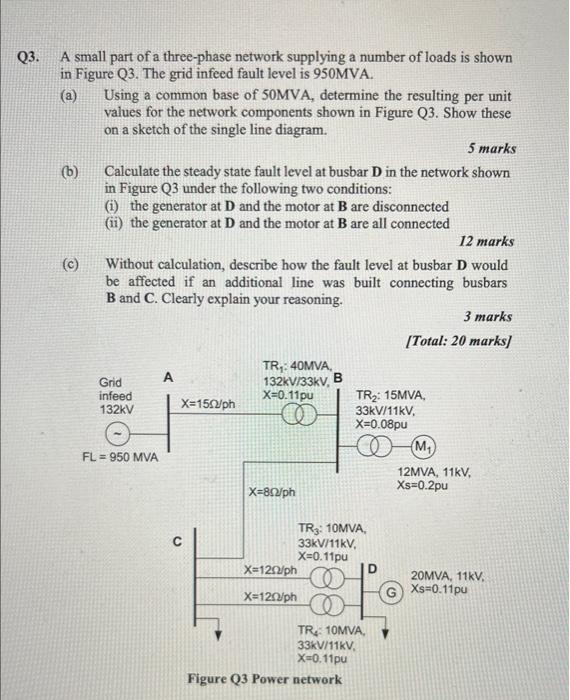 Solved 23. A small part of a three-phase network supplying a | Chegg.com